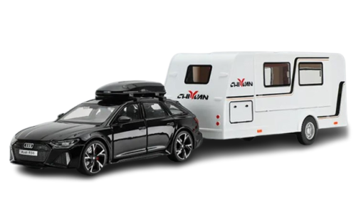 Zestaw zabawki samochód kombi AUDI RS6 z kempingiem w skali 1:32 Pilkomania
